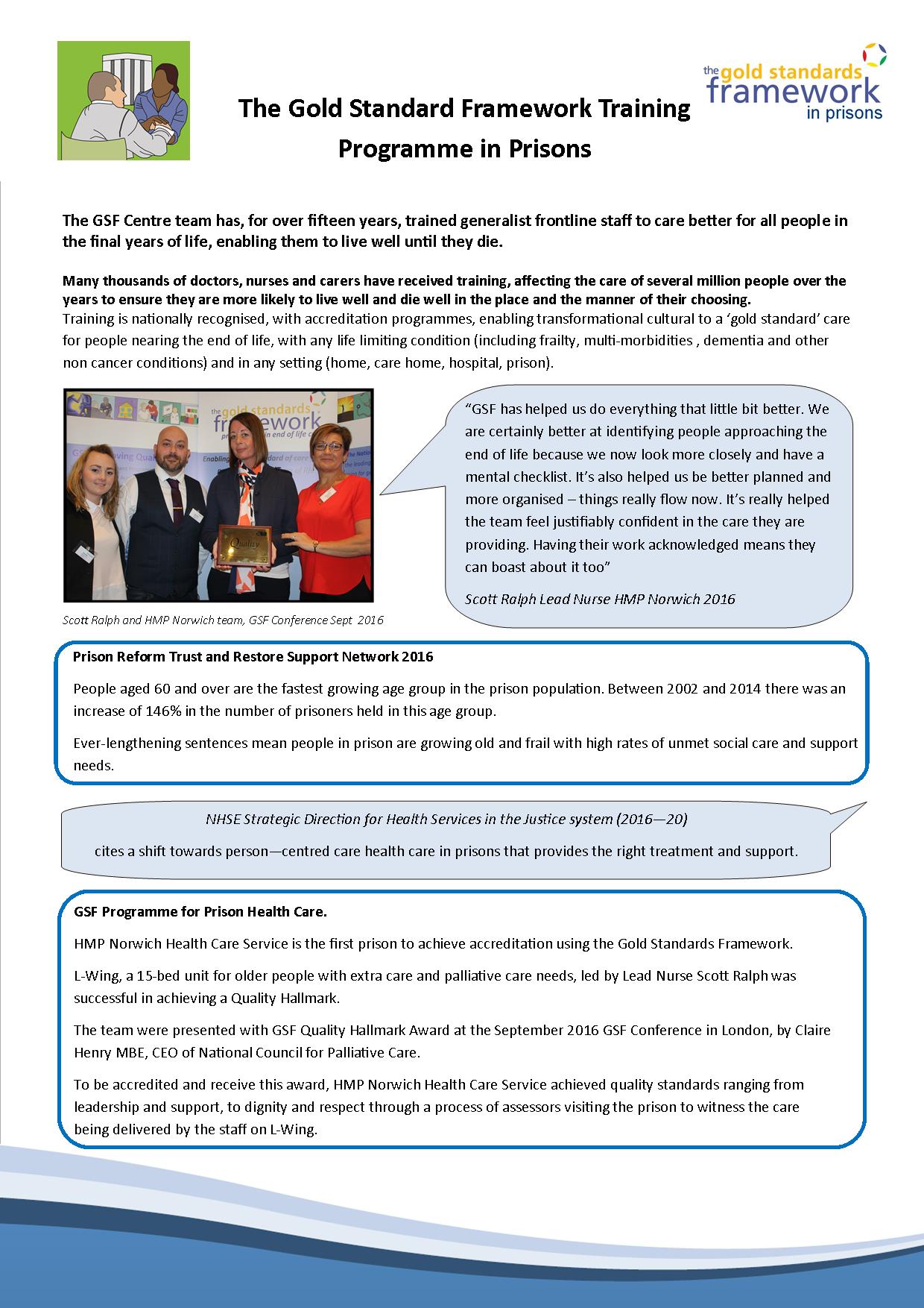 Gold Standard Framework - Prisons Gold Standard Framework - Prisons
